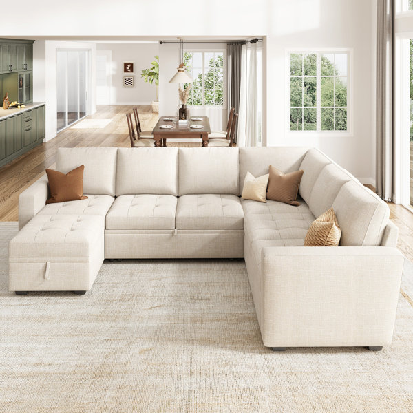 Latitude Run® U Shaped Sleeper Sectional Modular Sofa Bed With Storage Chaise & Reviews ...